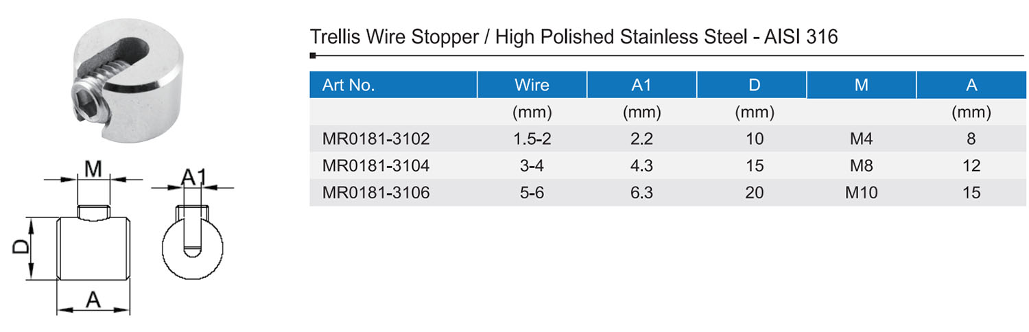 Trellis Wire Stopper - Professional supplier of stainless steel ...