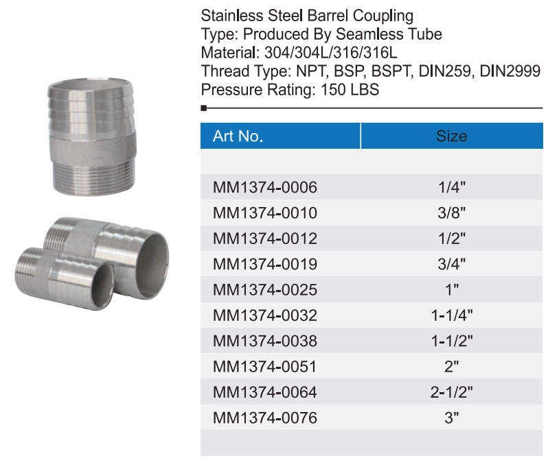 Barrel Coupling - Professional supplier of stainless steel products for ...
