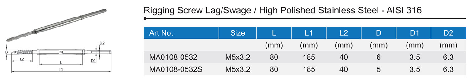 Rigging Screw Lag-Swage - Professional supplier of stainless steel ...